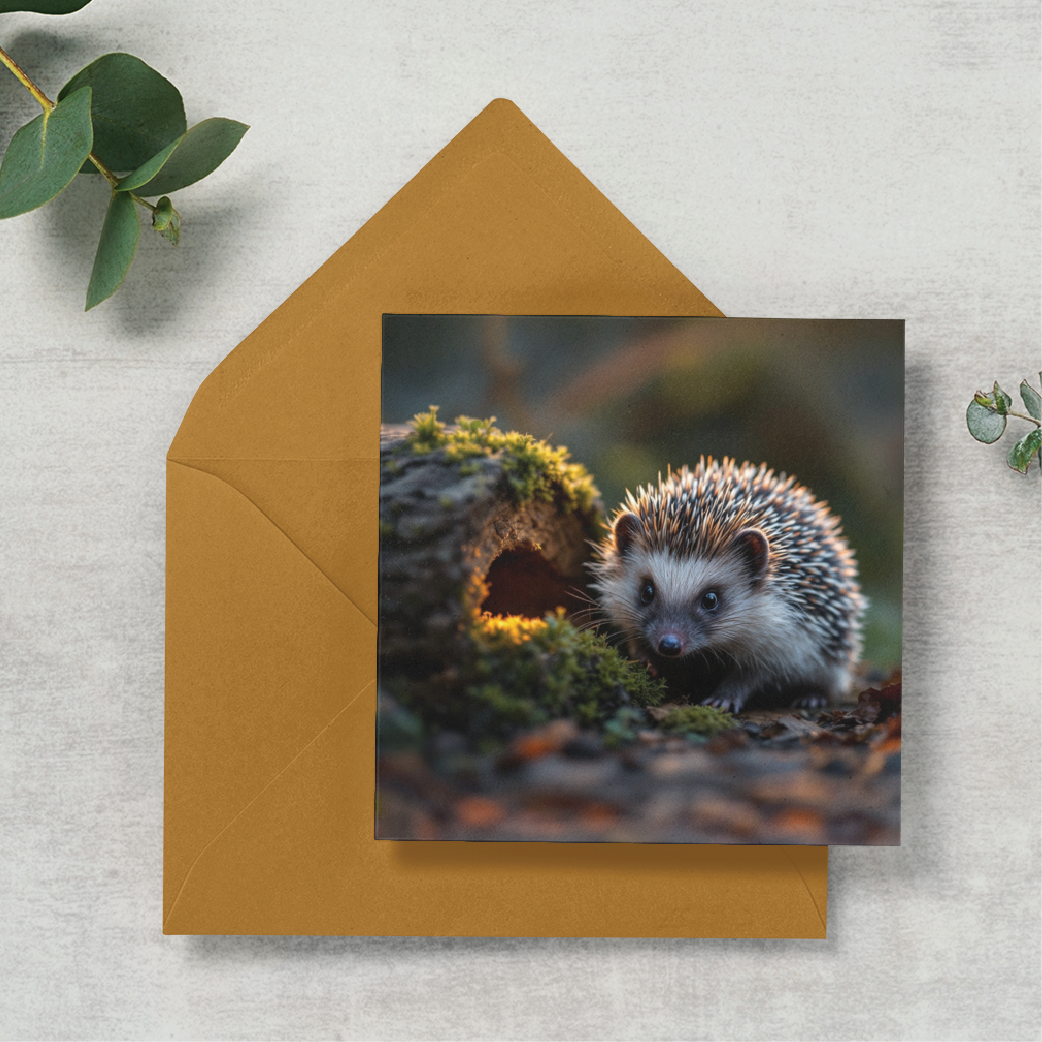 Hedgehog with a log at dusk — Restore The Planet Solutions Ltd